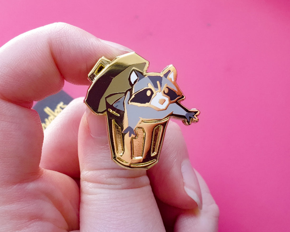 Raccoon In Trashcan - Hard Enamel Pin - Trash Dwellers – annadrawsstuff