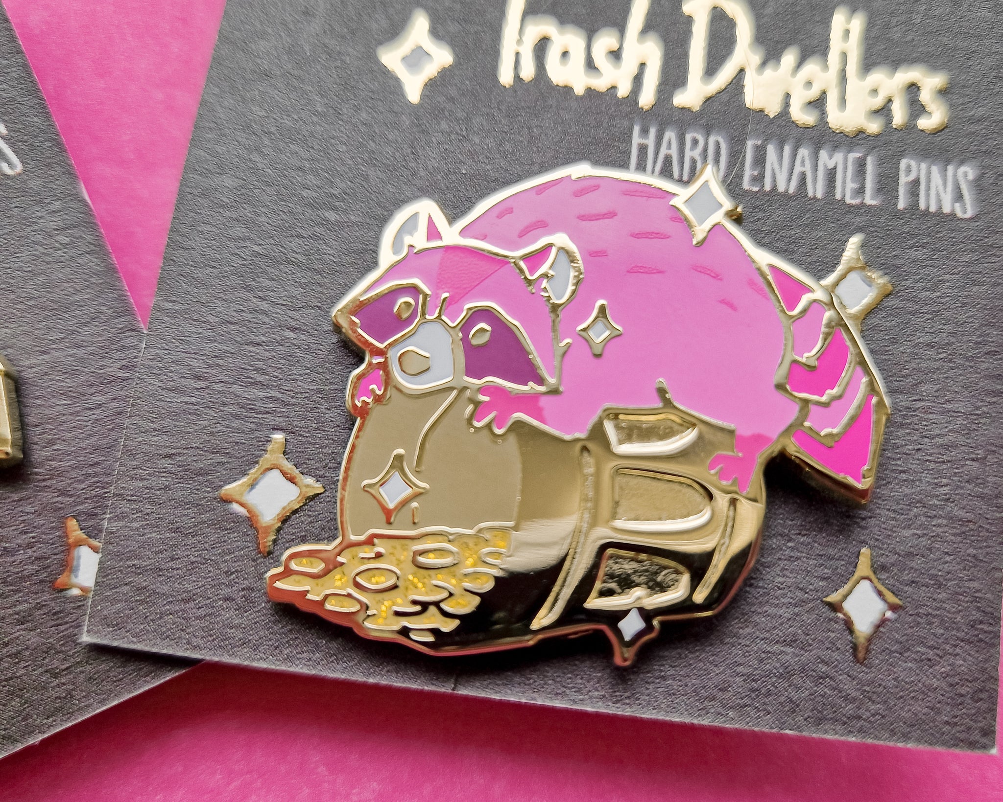 Treasure Raccoon - Hard Enamel Pin - Trash Dwellers – annadrawsstuff