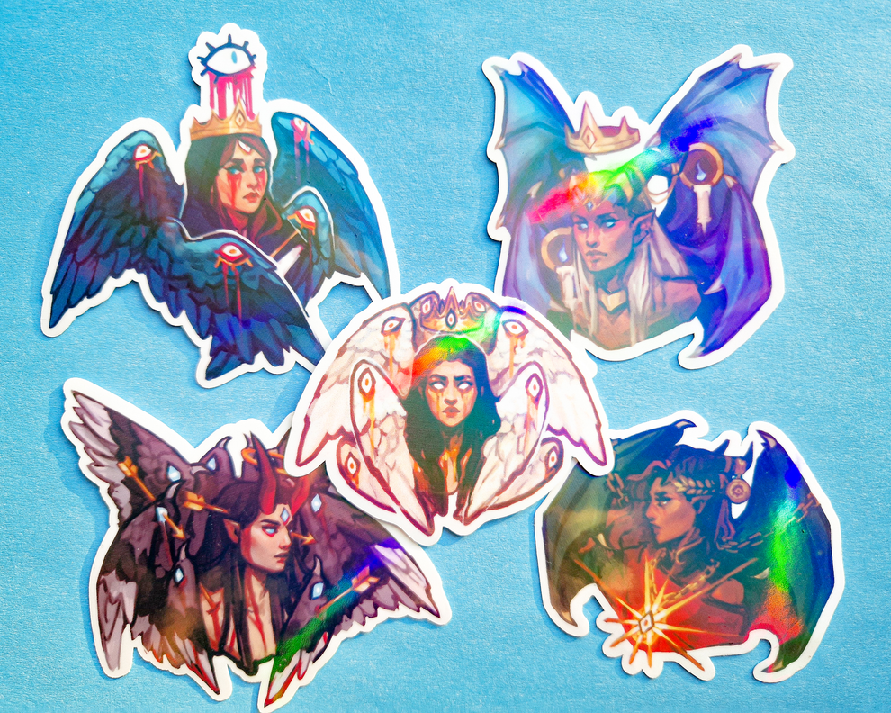 Angels and Demons Sticker Pack - 5 Holographic Vinyl Stickers ...